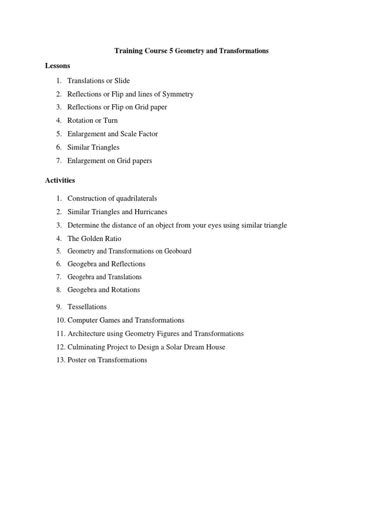 Geometry Transformations Course Outline | PDF | Shape | Triangle