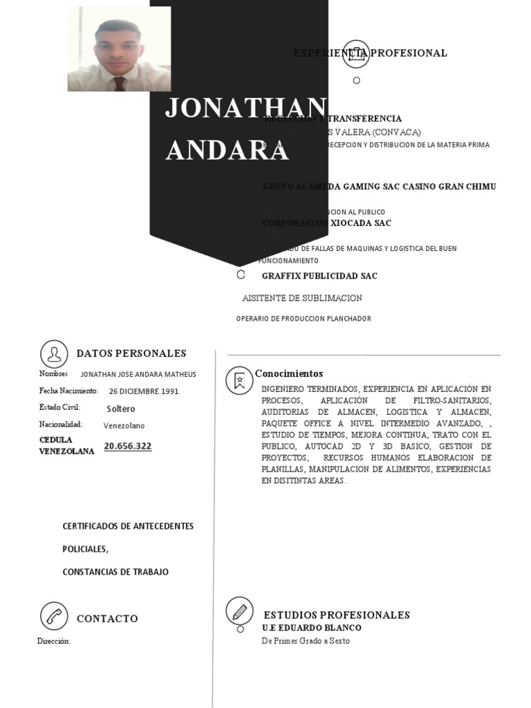 CV Jonathan | PDF | Ingeniería | Economias