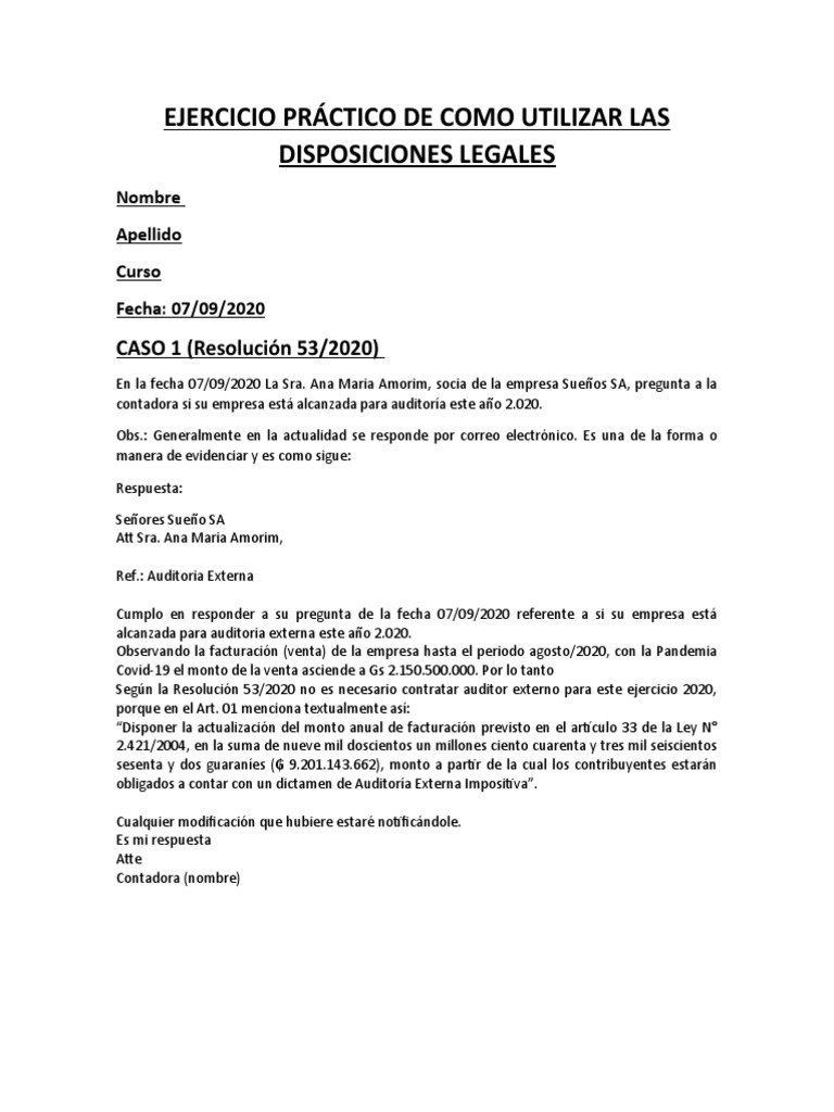 Ejercicio Práctico de Como Utilizar Las Disposiciones Legales 07-09 ...