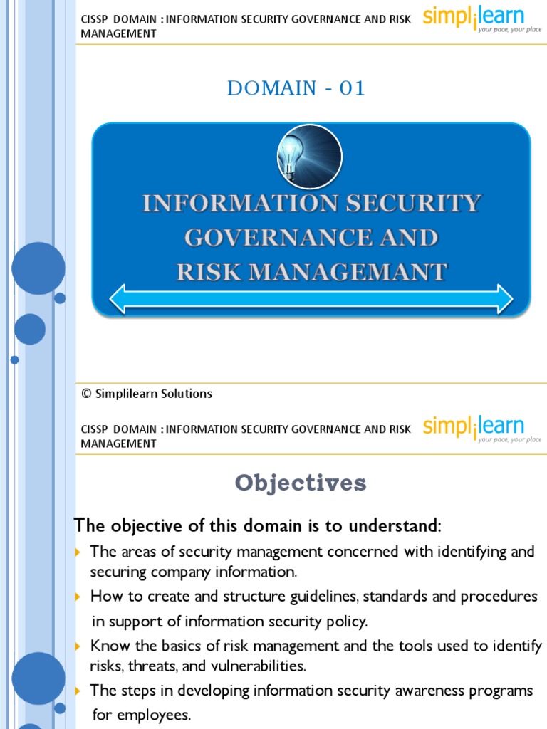 Domain 01 - Information Security Governance & Risk Management | PDF ...