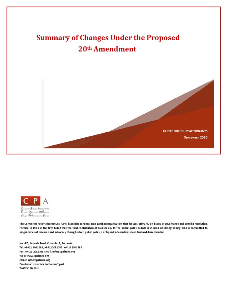 Final Report 20A PDF | PDF | Constitutional Amendment | Cabinet (Government)