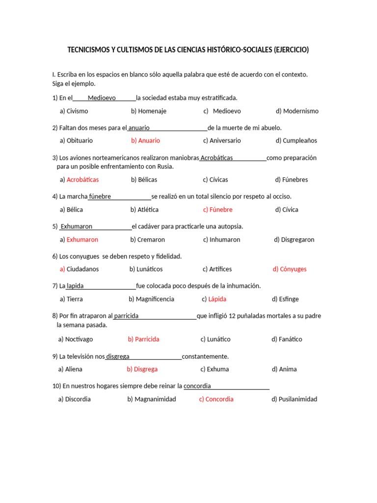 Tecnicismos y Cultismo-Sociales-Ejercicio | PDF