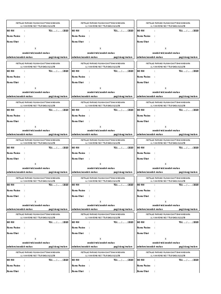 Etiket Obat Putih | PDF