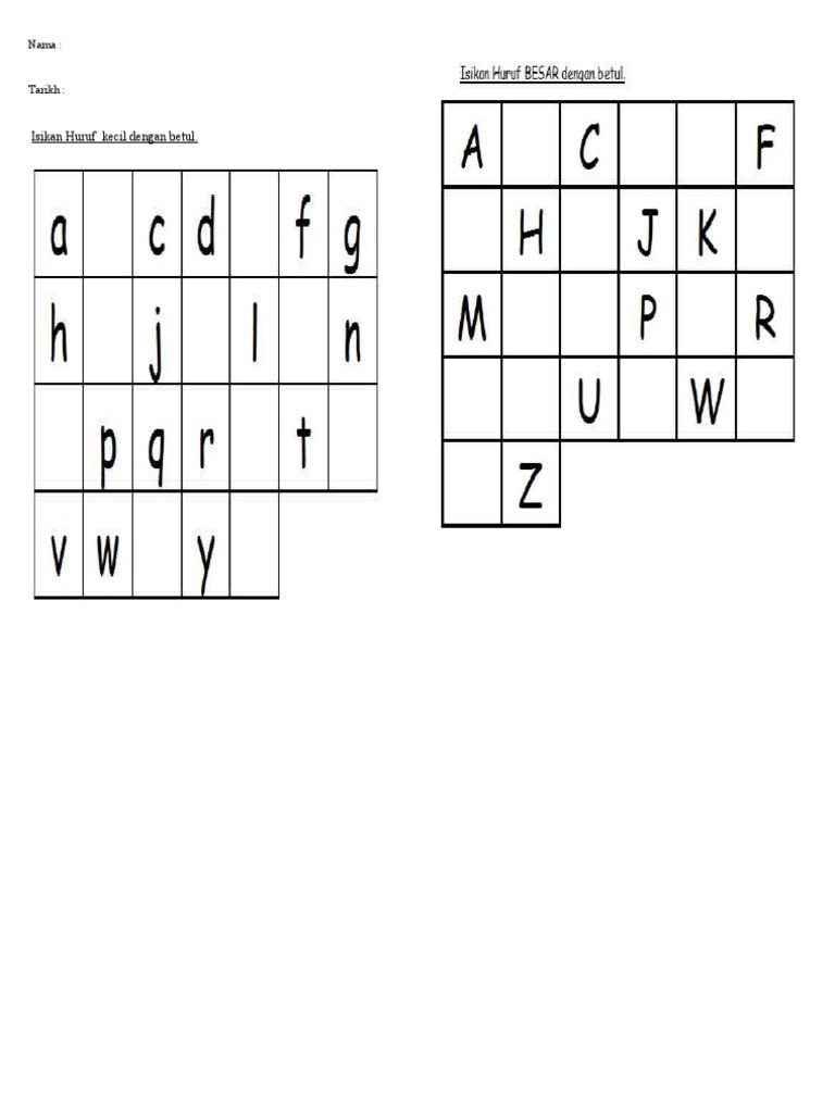 Kuiz Huruf Kecil ABC | PDF