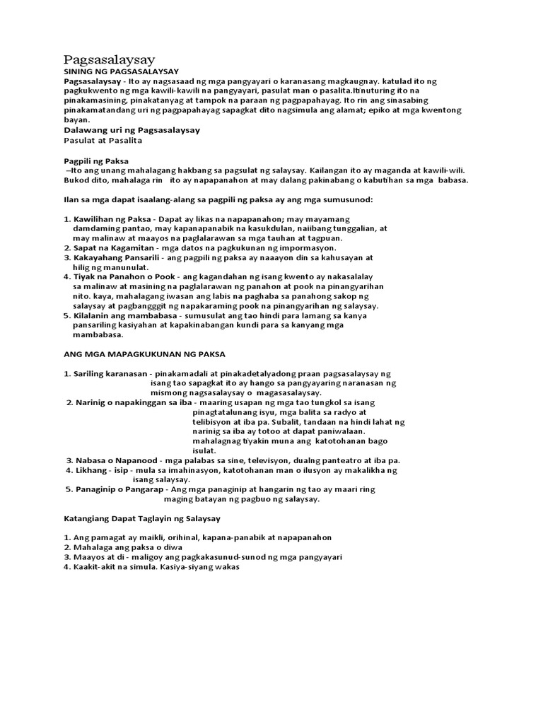 Pagsasalaysay | PDF