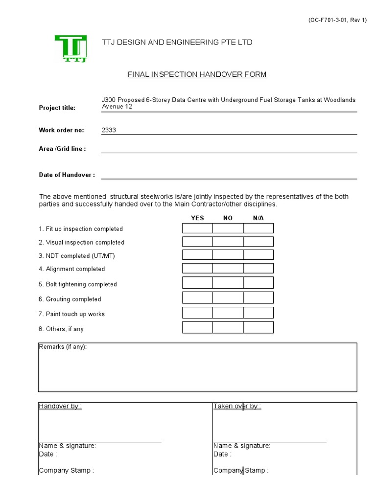 TTJ Design and Engineering Pte LTD: Project Title | PDF