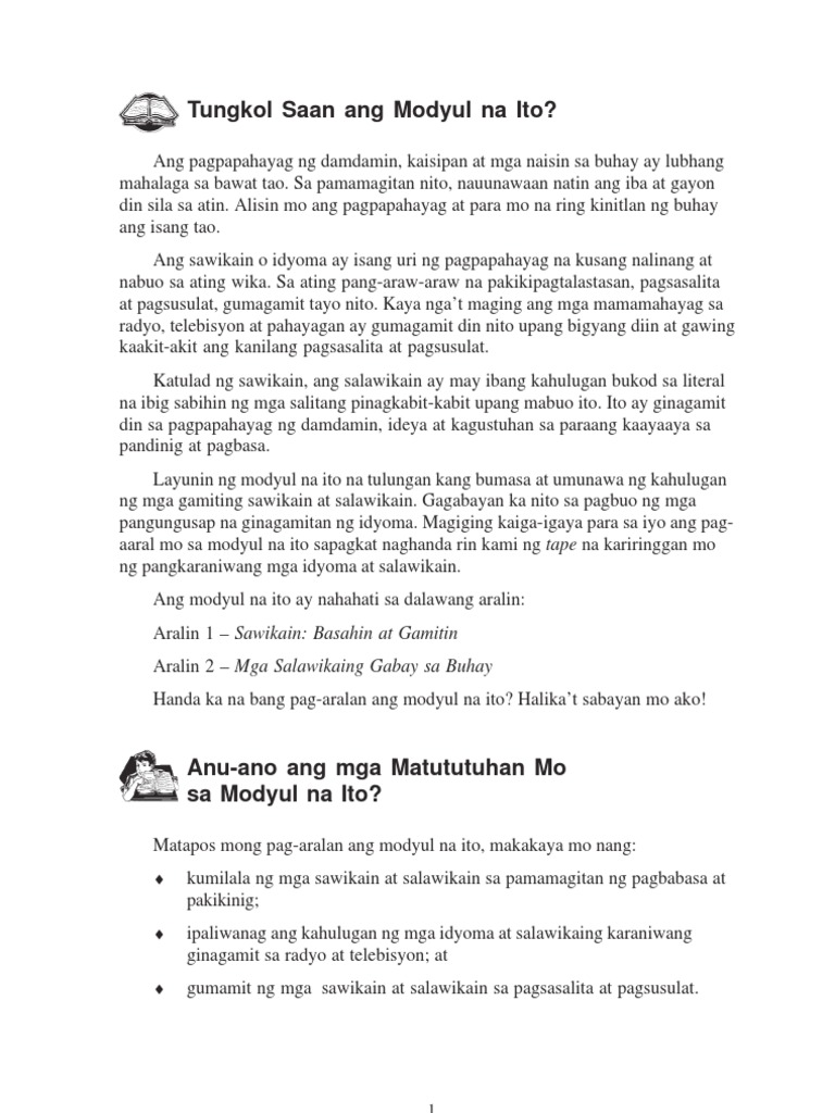 Mga Sawikain at Salawikain | PDF