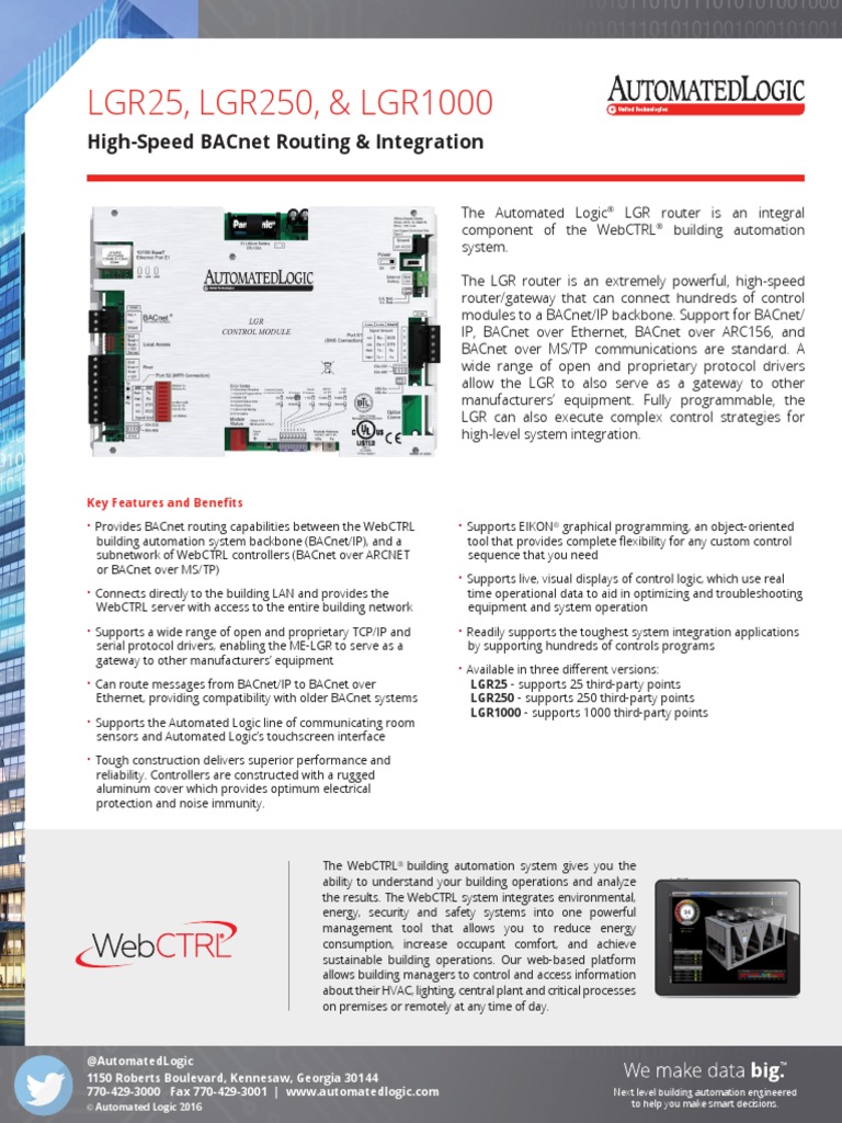 Lgr25, Lgr250, & Lgr1000: High-Speed Bacnet Routing & Integration | PDF ...