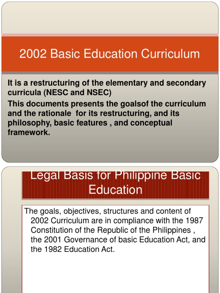 2002 Basic Education Curriculum | PDF | Curriculum | Literacy