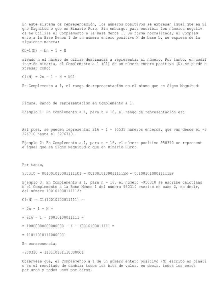 Complemento a 1 en Binario: Guía y Ejemplos | PDF | Entero | Decimal