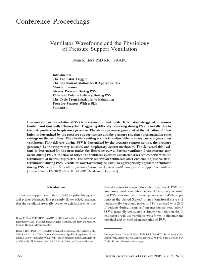 Ventilator Waveforms and The Physiology of Pressure Support PDF | PDF ...