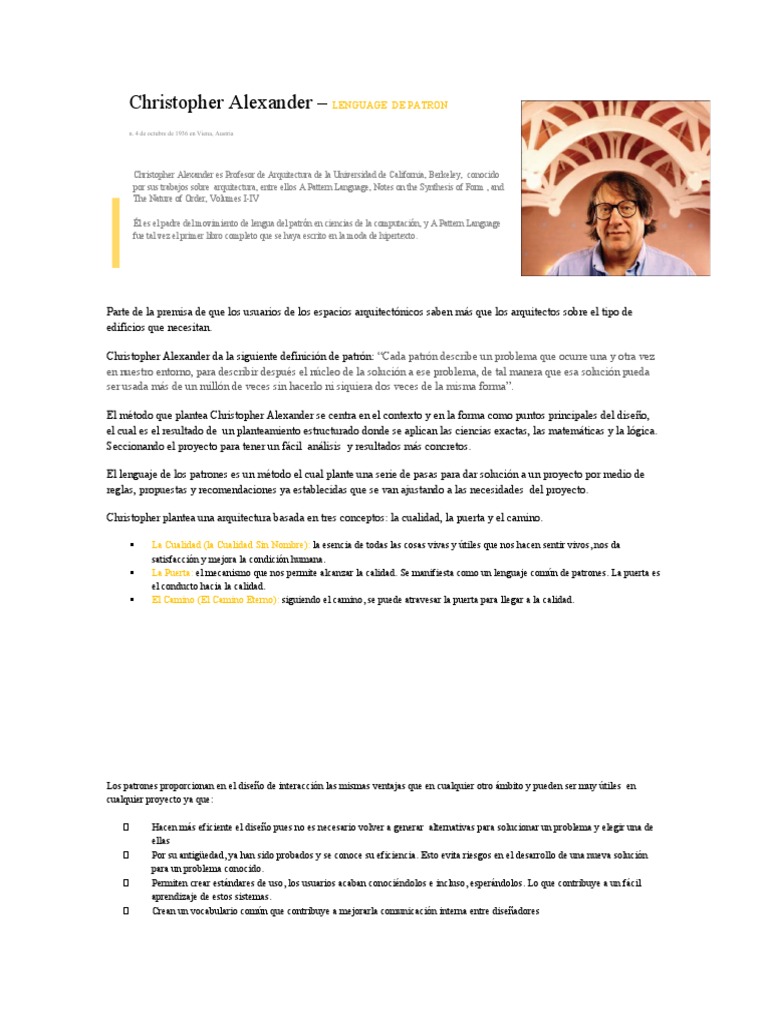 Metodología de Diseño de Christopher Alexander | PDF | Ciencia ...