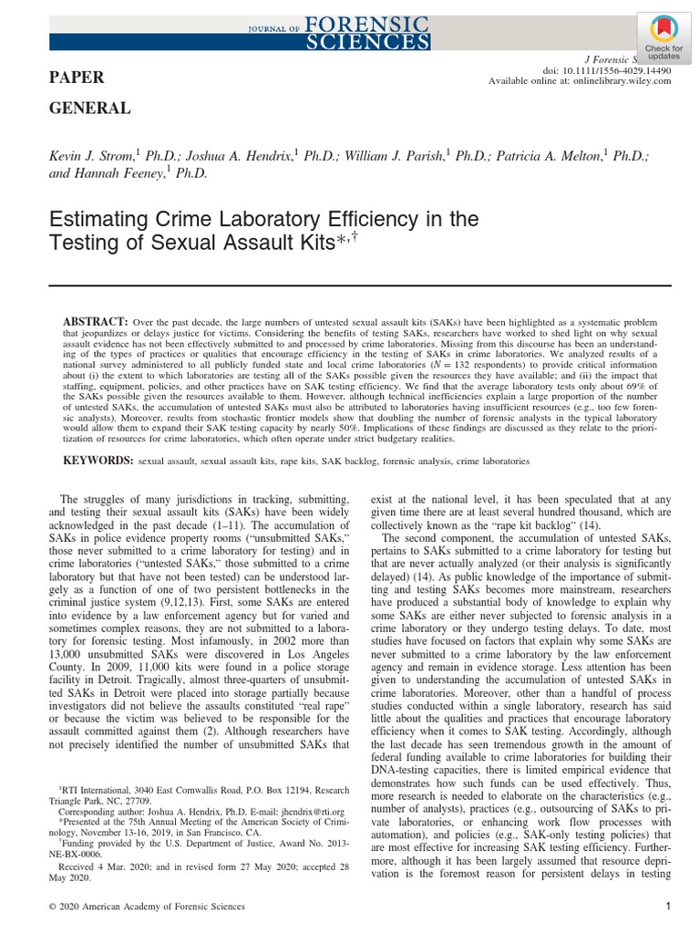 Estimating Crime Laboratory Efficiency in The | PDF | Polymerase Chain ...