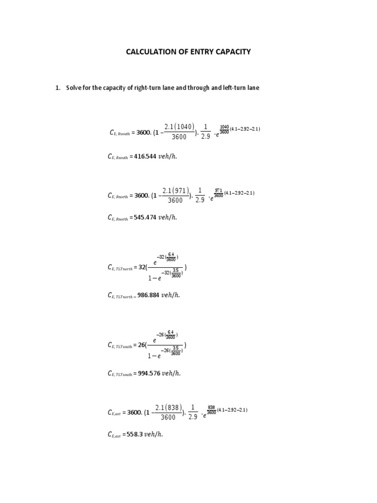 Calculation of Entry Capacity, Delay, and 95th Percentile Queue Length ...