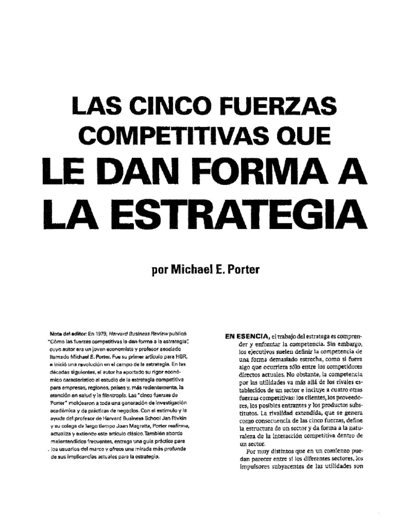 Las 5 Fuerzas Competitivas Que Le Dan Forma A La Estrategia PDF | PDF