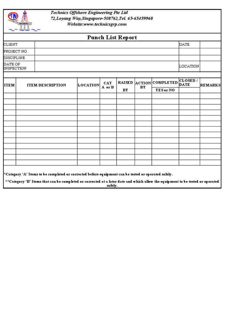 Punch List Report | PDF