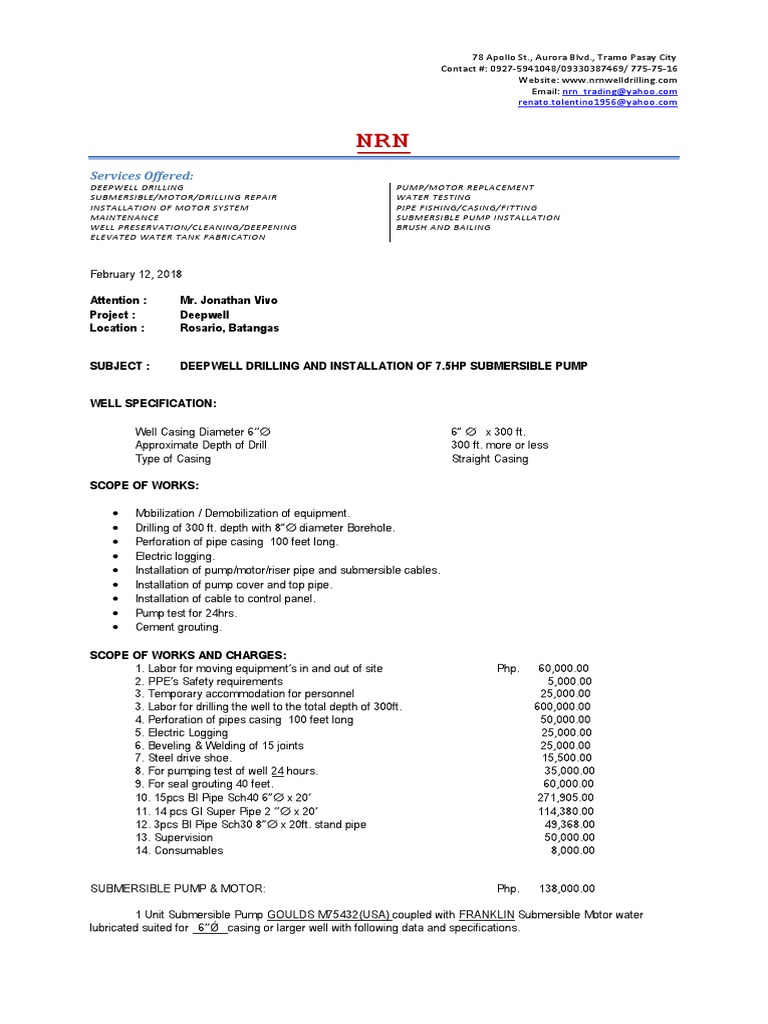 Deepwell Drilling Proposal for AE Proteina Industries Rev1.pdf | Casing ...