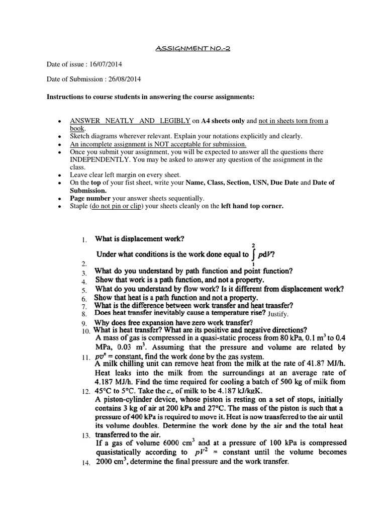 Assignment No.-2: Instructions To Course Students in Answering The ...