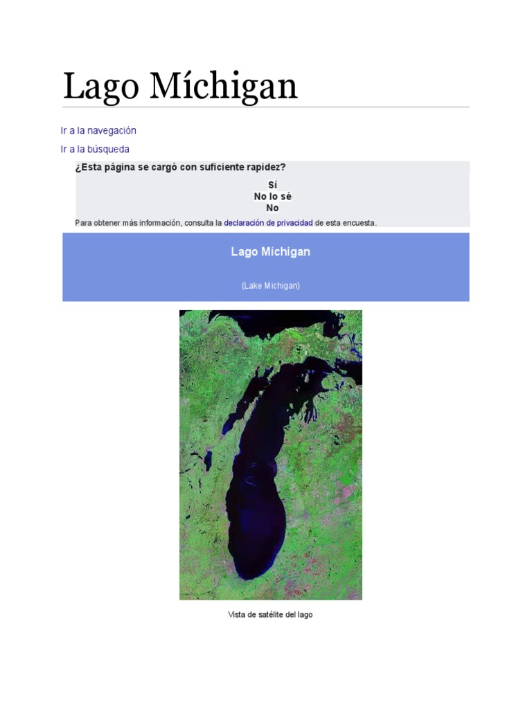 Ubicación y características del Lago Míchigan | PDF | Naturaleza