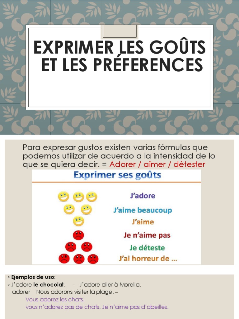 Exprimer Les Goûts Et Les Préferences-La Négation | PDF | Phrase ...