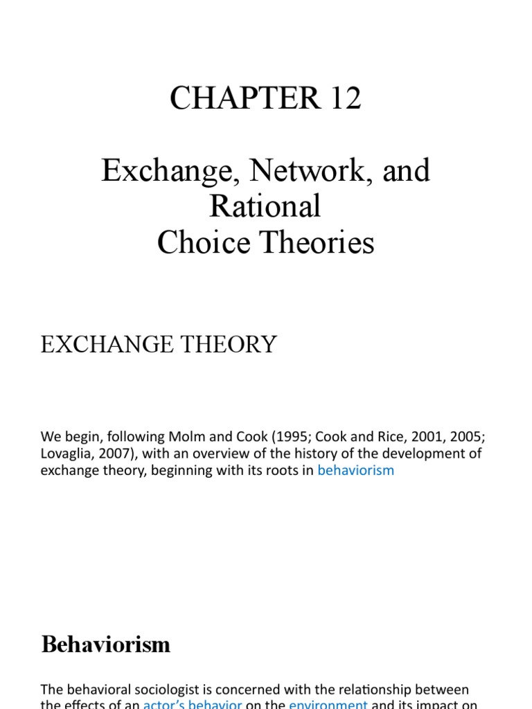 Exchange, Network, and Rational Choice Theories | PDF | Behavior ...