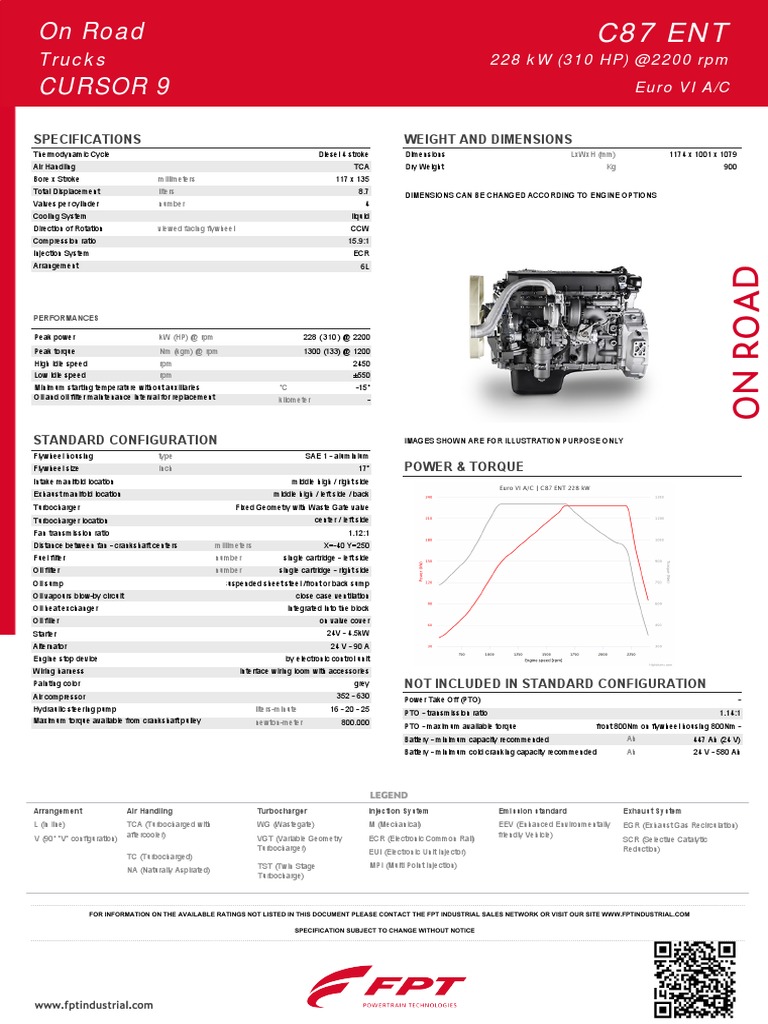 Trucks C87 ENT 228 KW (310 HP) at 2200 RPM | PDF | Diesel Engine ...