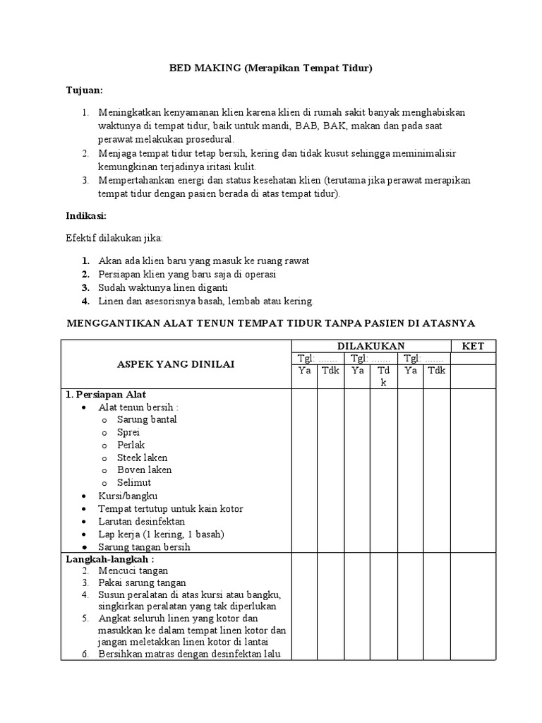 Sop Bed Making | PDF