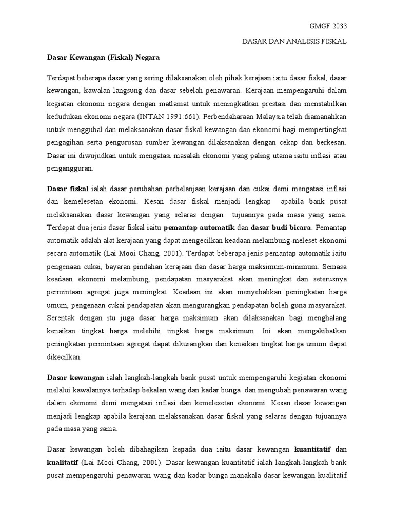 Assignment Fiskal Soalan | PDF