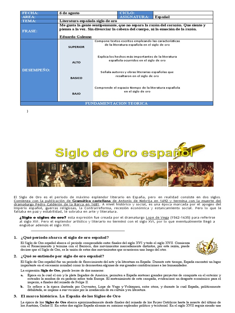 Lit. Siglo de Oro | PDF | Renacimiento | Barroco