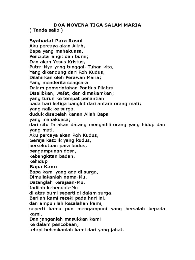 Novena Tiga Salam Maria: Panduan Doa | PDF