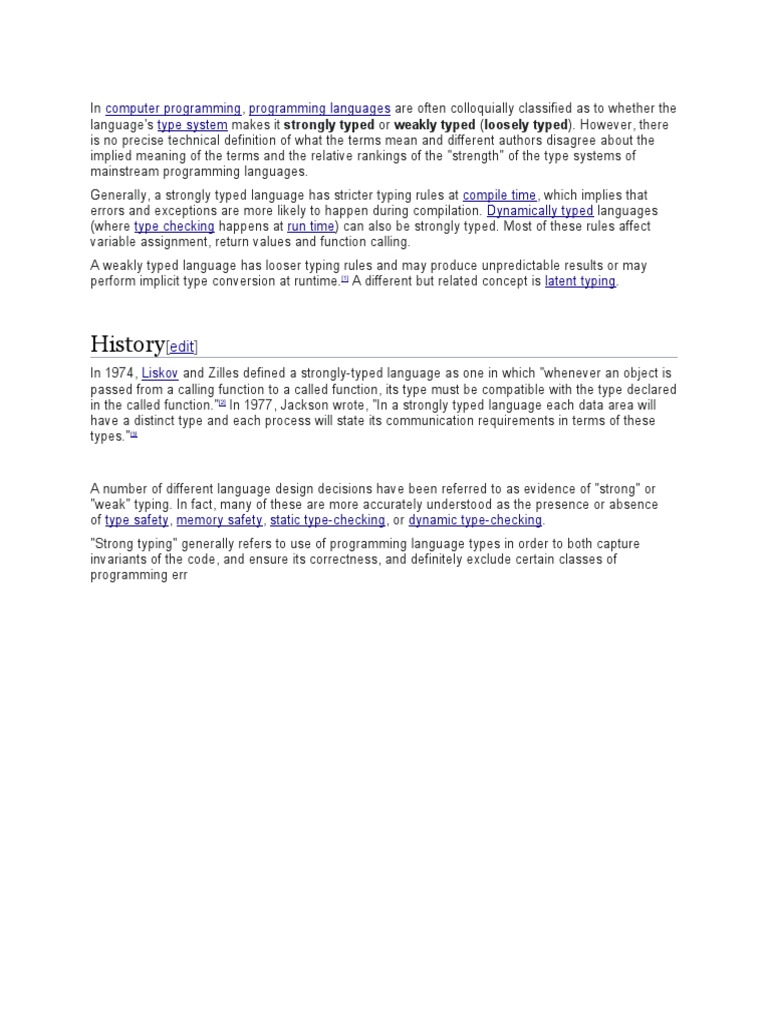 History: Computer Programming Programming Languages Type System | PDF