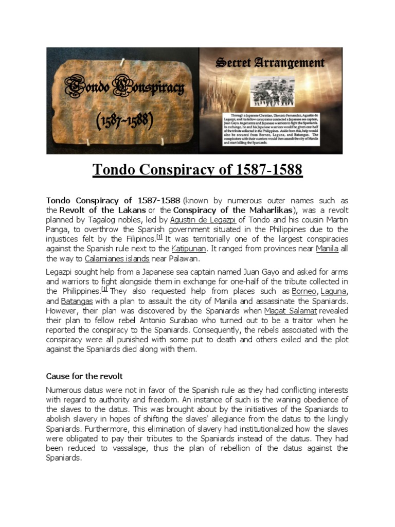 Tondo Conspiracy of 1587-1588 (Known by Numerous Outer Names Such As ...