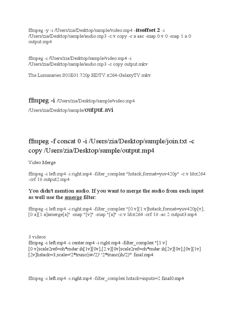 Ffmpeg - I Output - Avi: - Itsoffset 2 | PDF