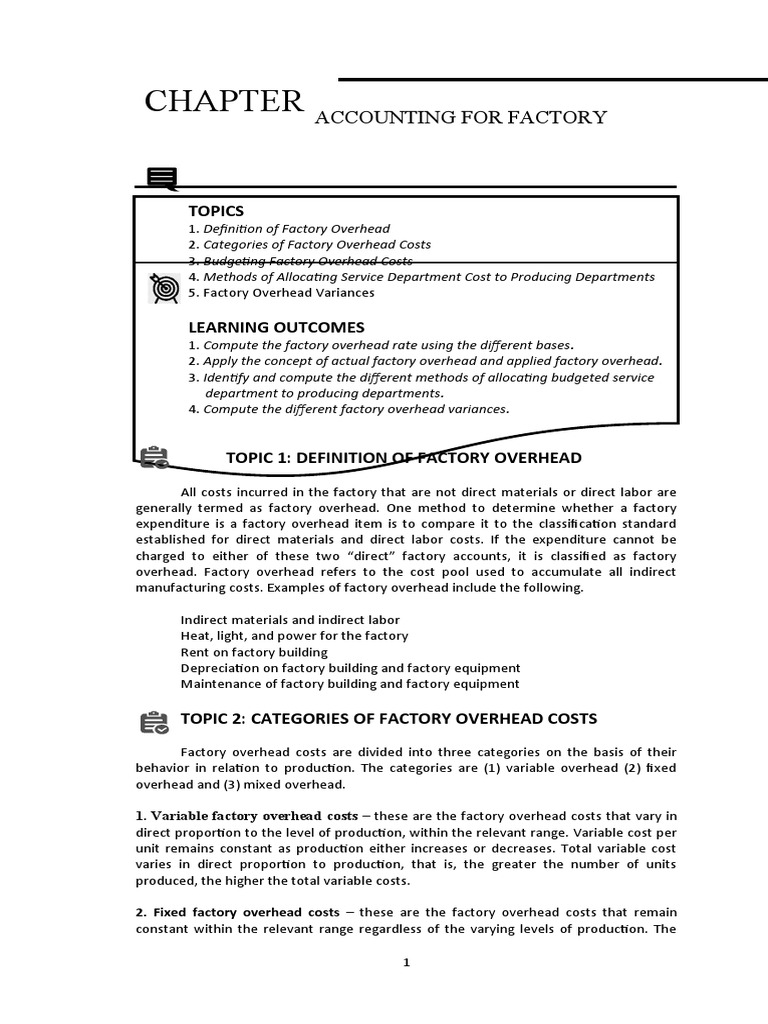 4 Accounting For Factory Overhead | PDF | Business | Business Economics