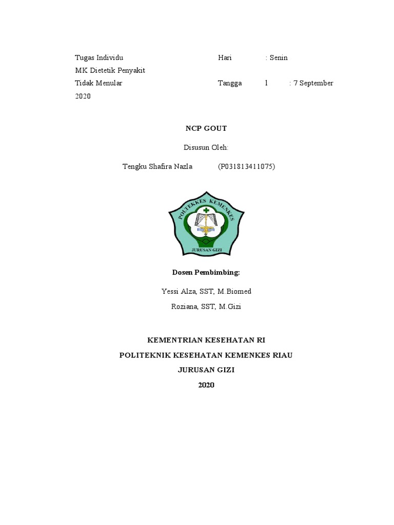 Tengku Shafira Nazla - NCP GOUT - Gizi 3B | PDF