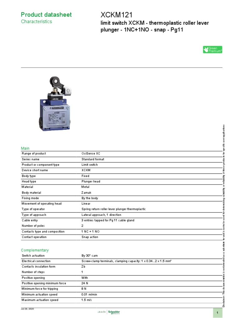 OsiSense XC Standard - XCKM121 | PDF | Switch | International ...
