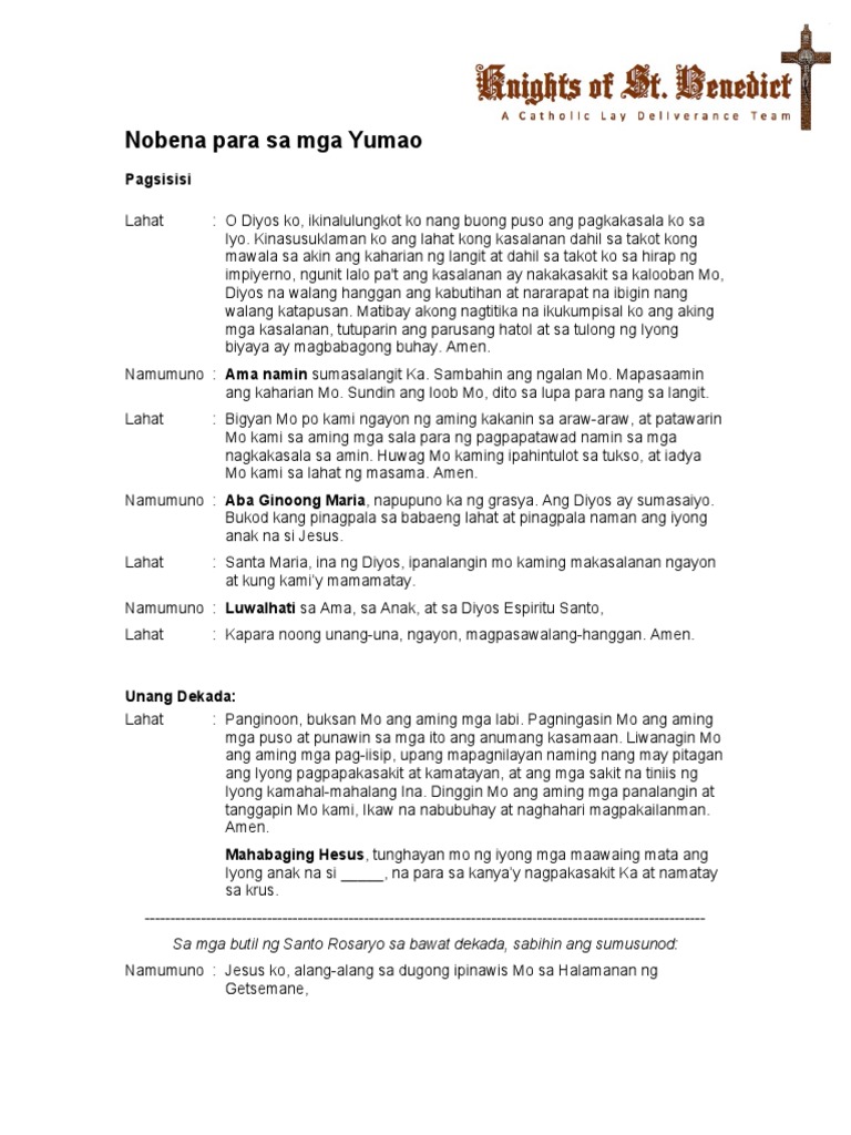 Nobena para Sa Mahal Na Yumao PDF | PDF