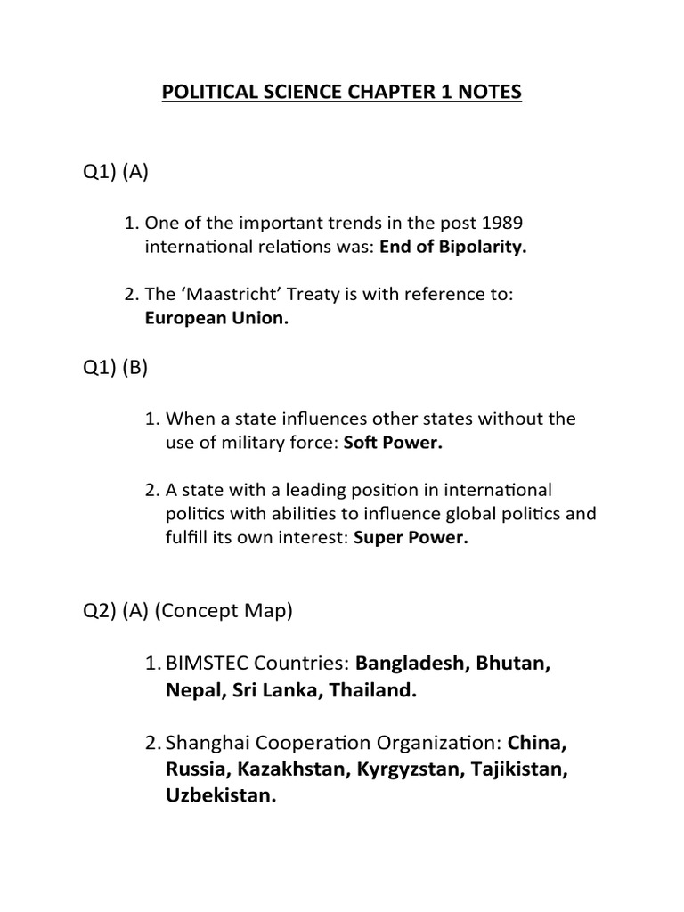 Political Science Chapter 1 Notes | PDF | European Council | Maastricht ...