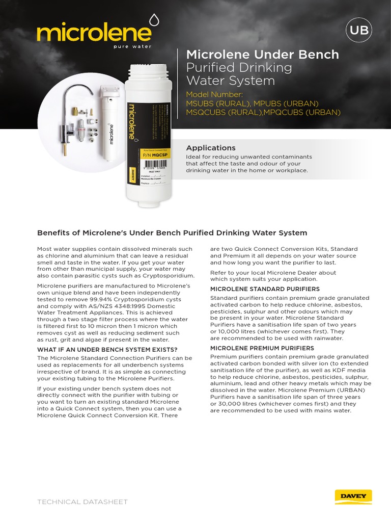 Microlene Under Bench Purified Drinking Water System UB: Applications ...