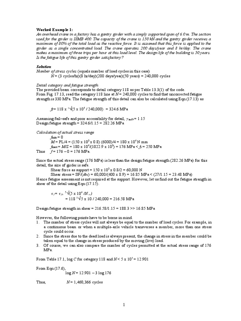 Worked Example 1:: Solution | PDF | Fatigue (Material) | Stress (Mechanics)