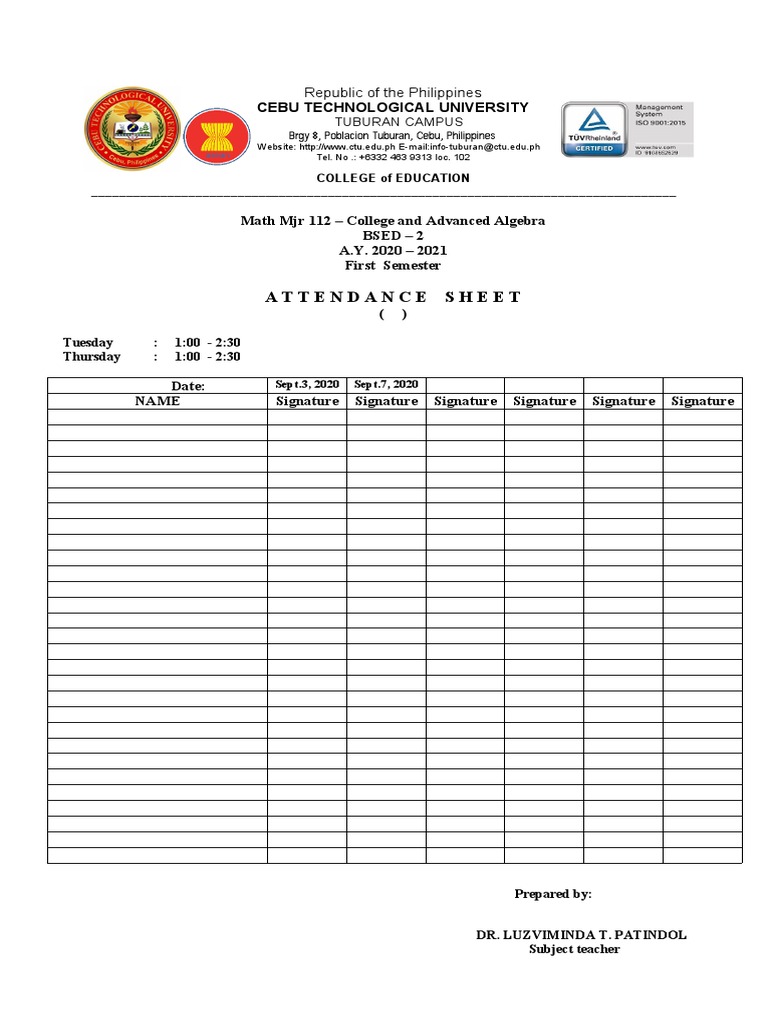 Attendance 2020 2021