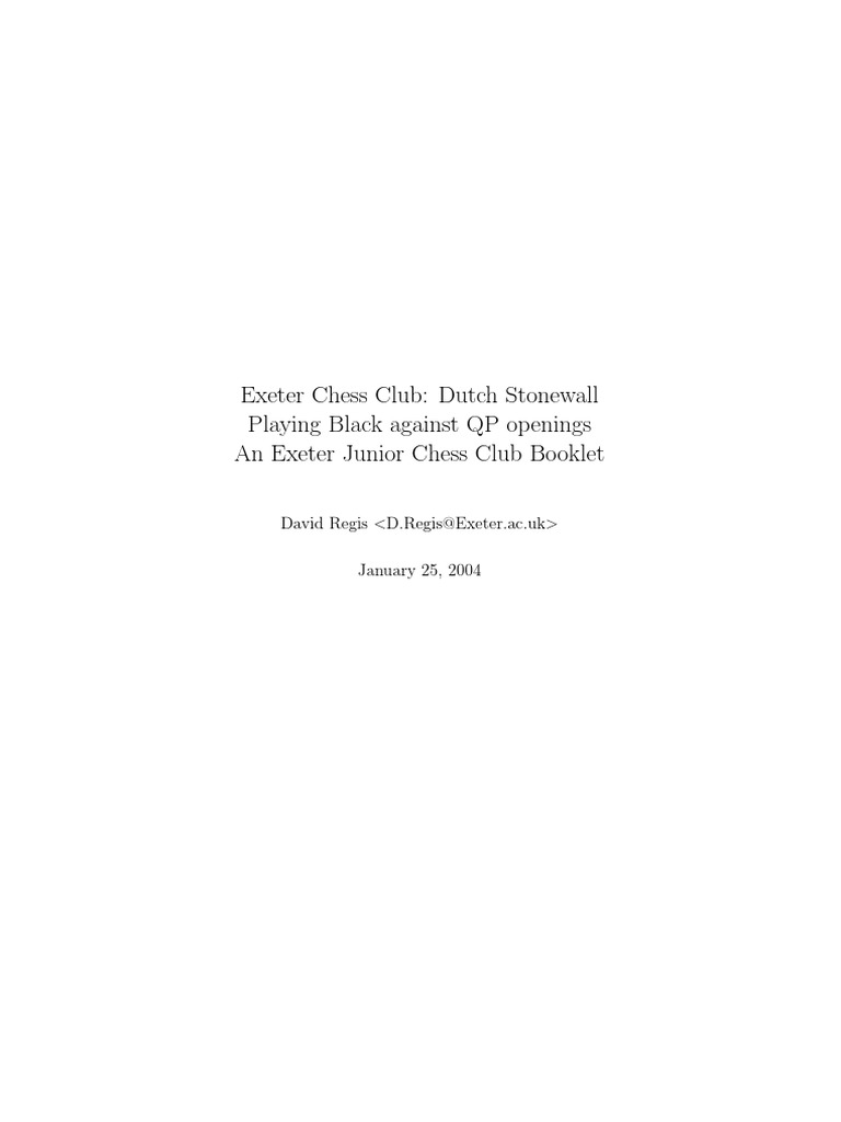 Dutch Stonewall | PDF | Abstract Strategy Games | Chess
