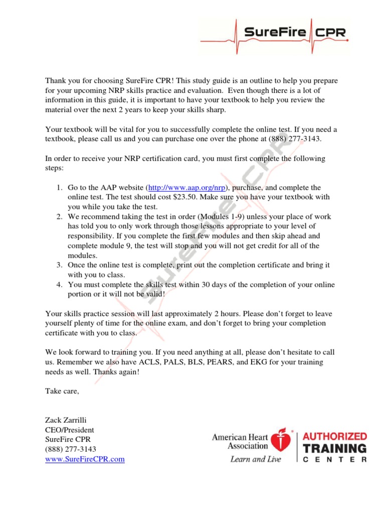 SureFire CPR NRP Study Guide | PDF | Cardiopulmonary Resuscitation ...