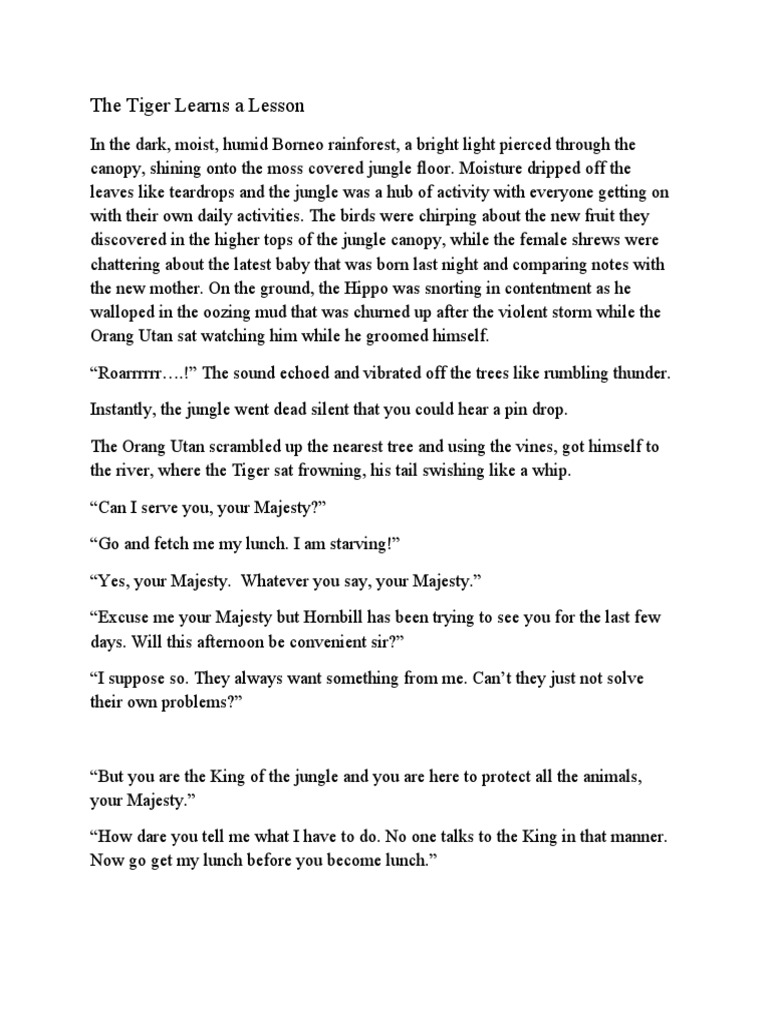 The Tiger Learns A Lesson | PDF
