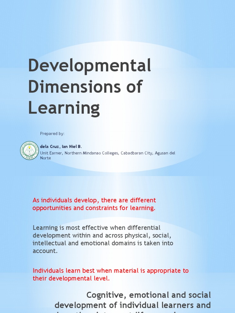 Developmental Dimensions of Learning | PDF | Philosophical Theories ...
