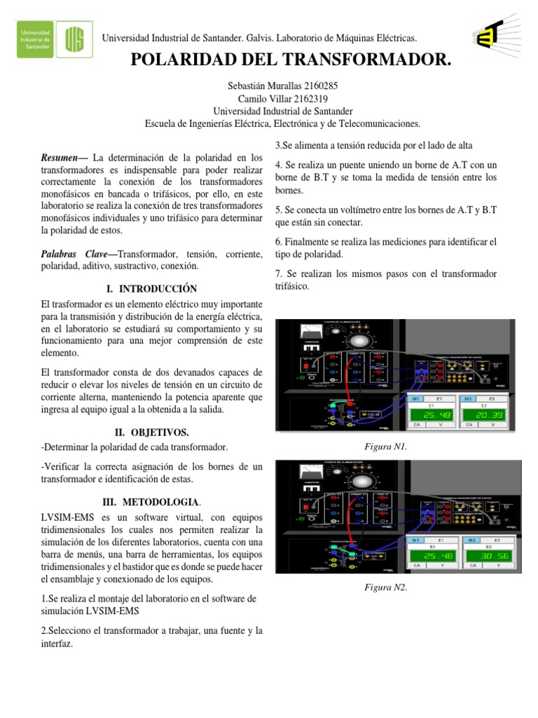 Determinación de la polaridad de transformadores monofásicos y trifásicos mediante simulación en ...