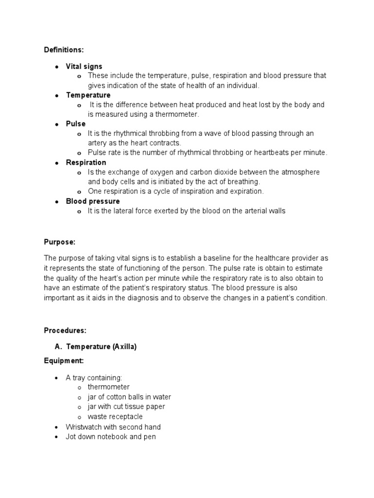 Vital Signs | PDF | Pulse | Breathing