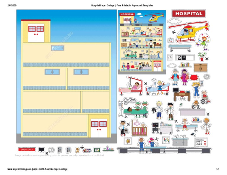 Hospital Paper Collage - Free Printable Papercraft Templates | PDF
