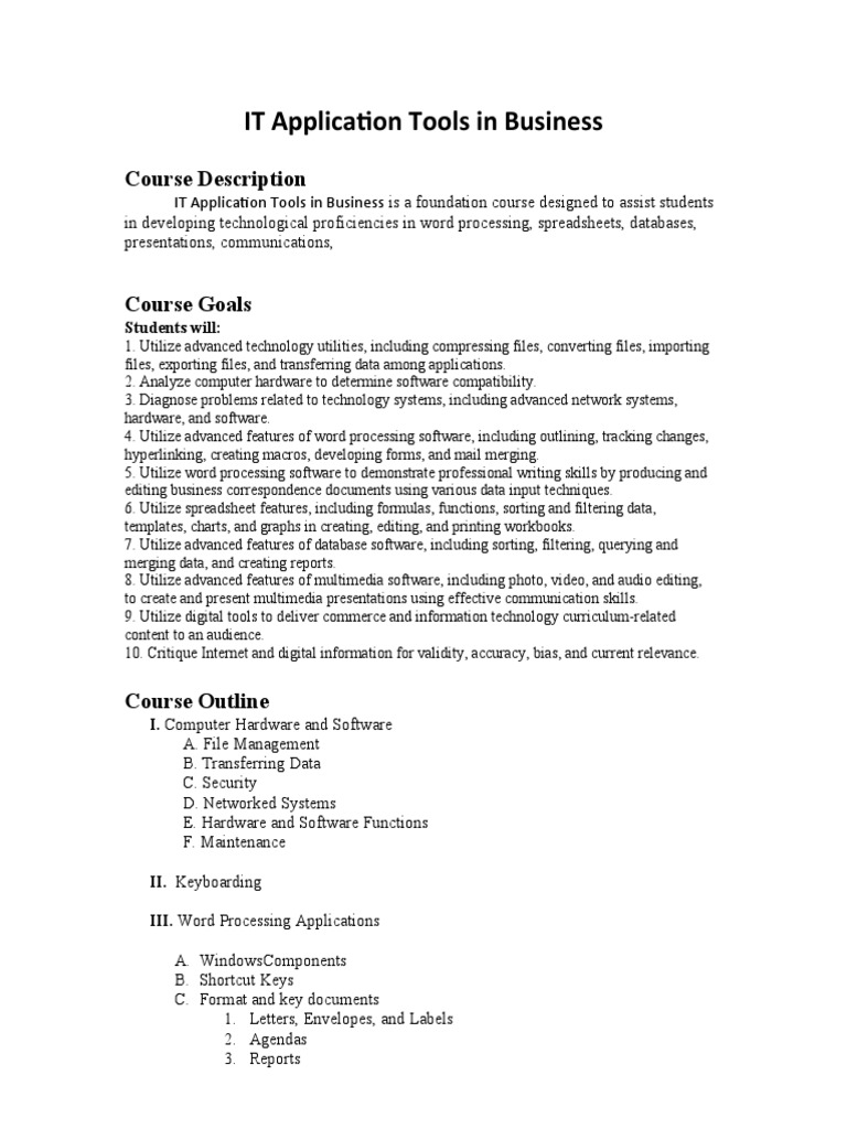 IT Application Tools in Business | PDF | Application Software | Spreadsheet