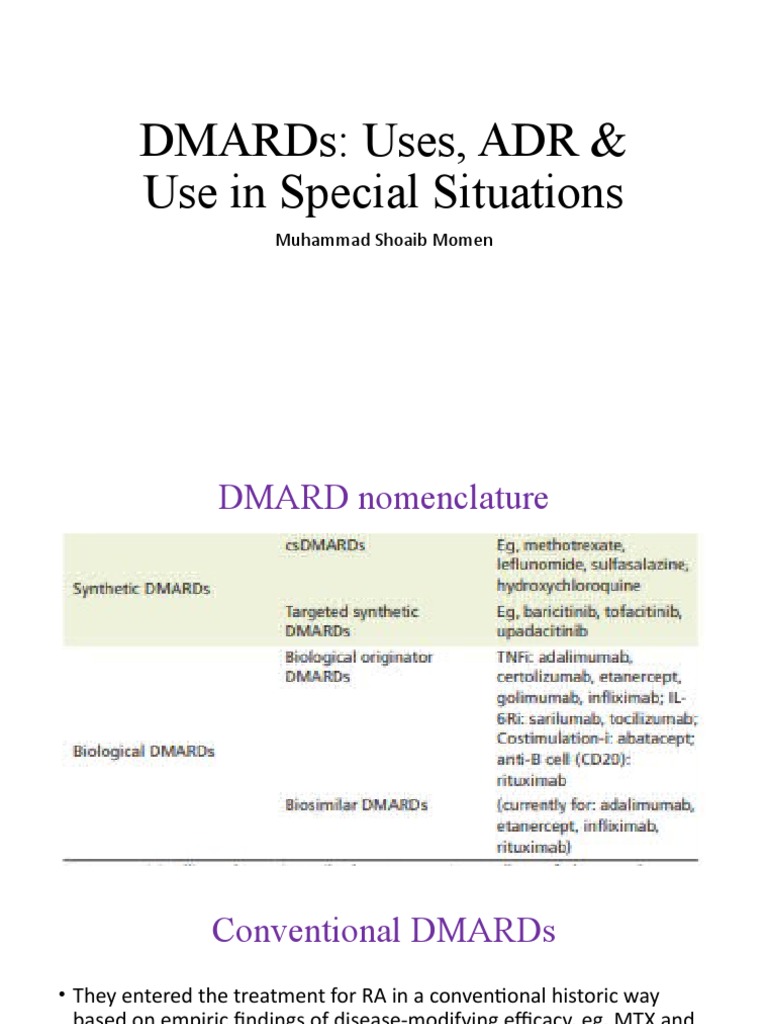 DMARDs: Uses, ADR and Use in Special Situations | PDF | Hepatitis ...